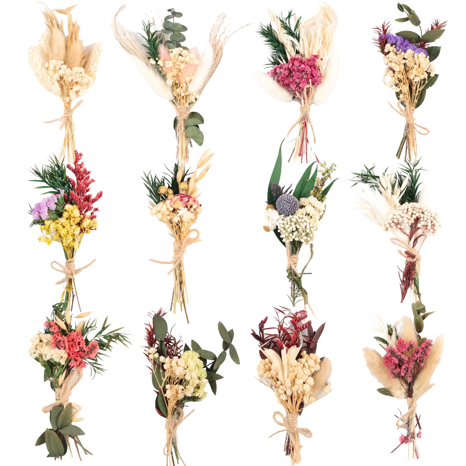 Fumwase 12Pcs Mini Dried Flower Bouquet Dried Wildflowers Dried Flowers ...