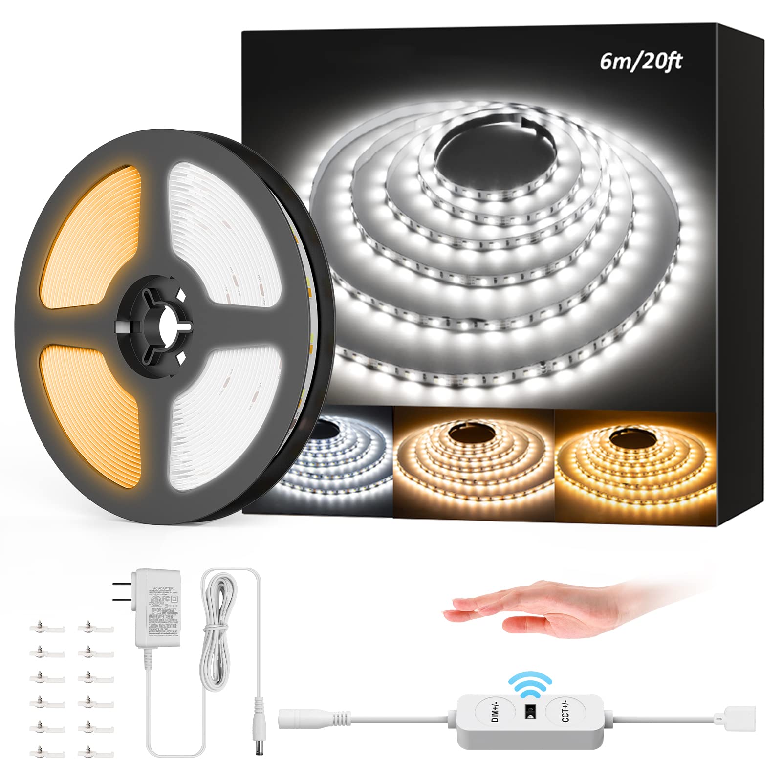 Mua NOVOSTELLA 20ft Hand Wave Activated Tunable White LED Strip Light, 672 LEDs, Dimmable 3000K ...