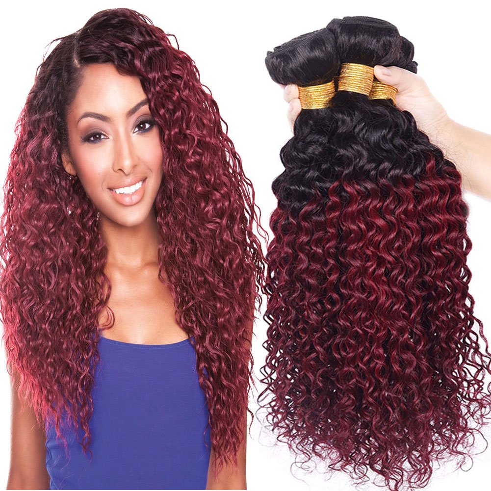 Amazon.com: Black Rose Hair 7A Peruvian Ombre Curly Hair 4 Bundles 100% ...