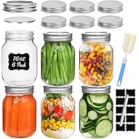 Amazon.com: 6 Pack Mason Jars 16 oz with Regular Mouth Airtight Lids, Glass Canning Jars, Pint ...