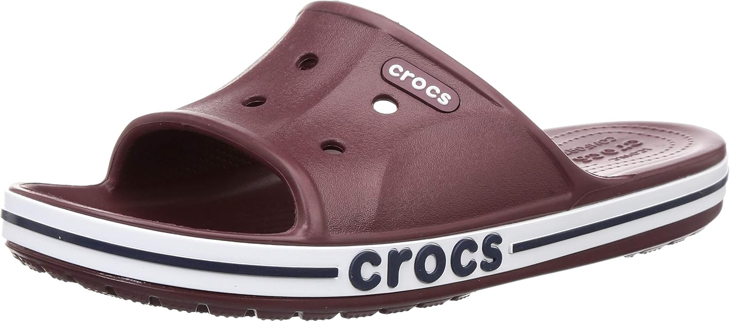 Crocs Unisex-Adult Bayaband Slide Sandal, Burgundy/Navy, 7 UK: Amazon ...