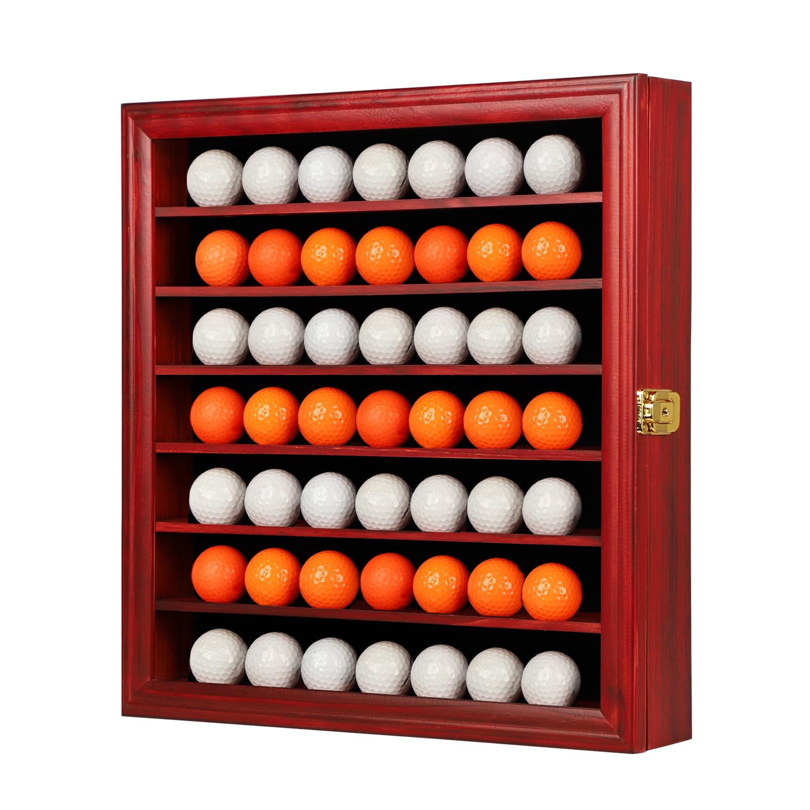 KCRasan Solid Wood 49 Golf Ball Display Case Lockable - Golf Ball ...