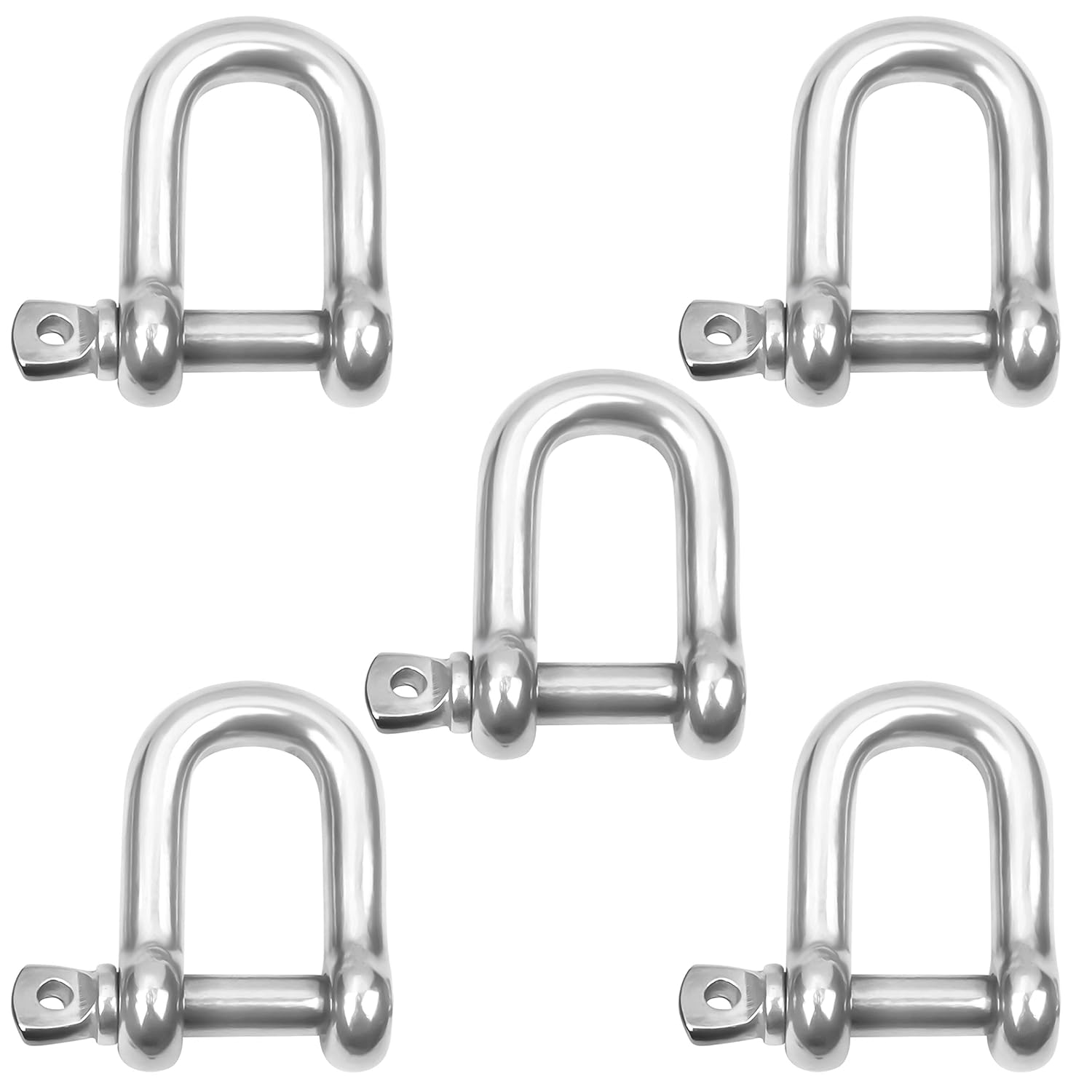 Belle Vous Stainless Steel M10 D Ring Screw Shackles with Pins (5 Pack ...