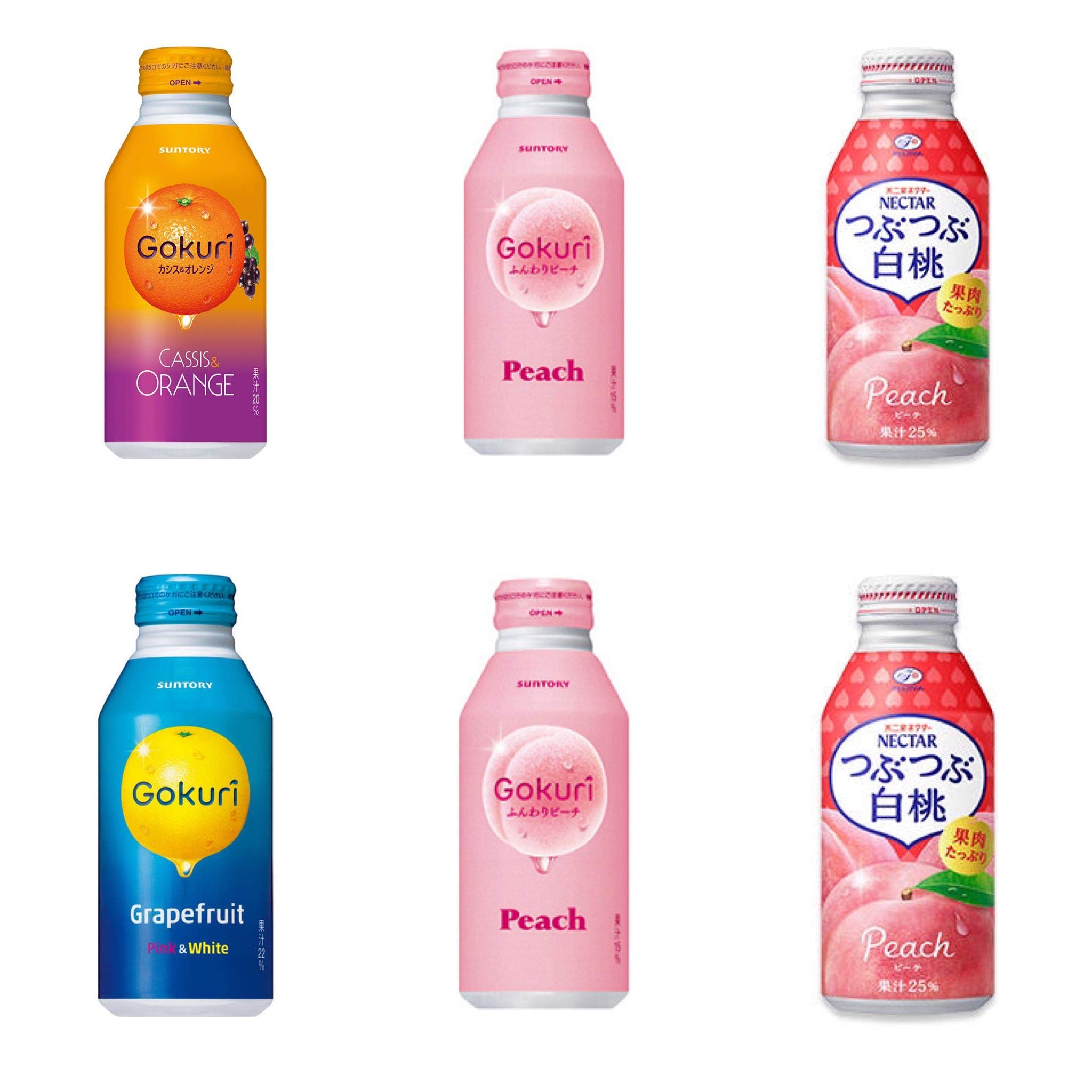 Buy (Set of 6) Fujiya White Peach Nectar 380g (x2), Suntory Gokuri ...