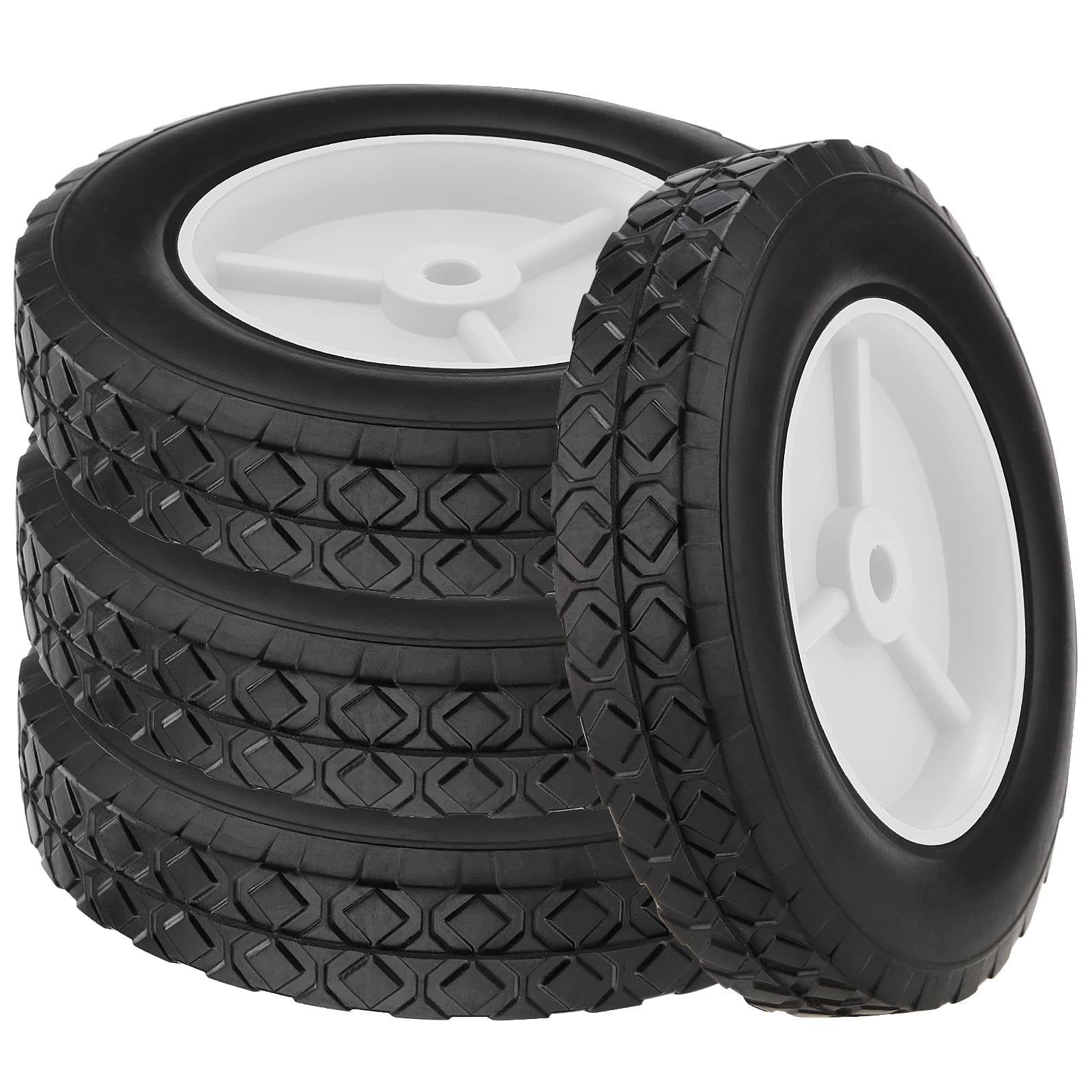 PINGEUI 4 Pack 8 x 1.75 Inch Solid Rubber Hand Truck Wheel, 1/2 Inch ...