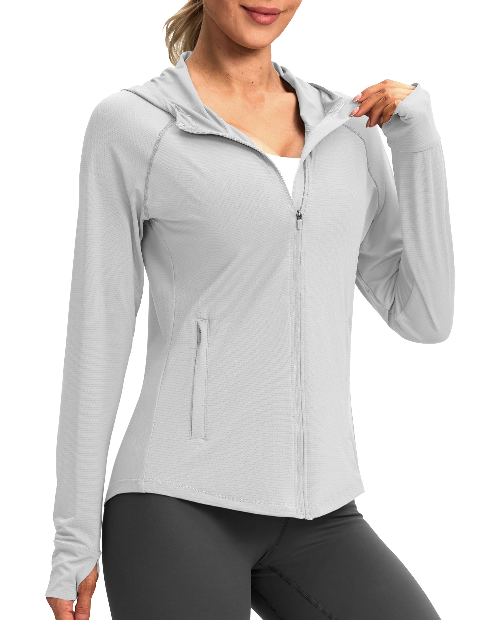 Women's UPF 50+ Sun Protection Hoodie Jacket Lightweight Zip Up Jackets Long Sleeve Shirts for ...