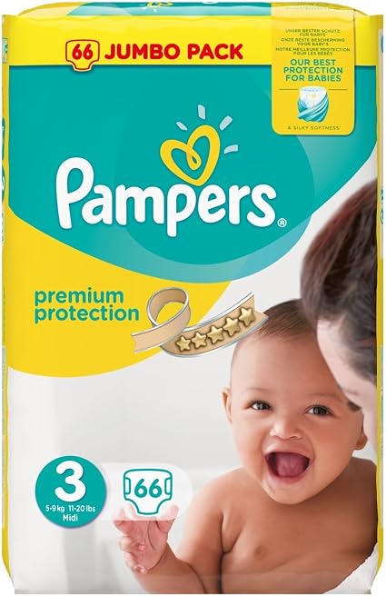 Pampers Premium Protection Jumbo Pack, Size 3 - 66 Nappies: Amazon.co ...