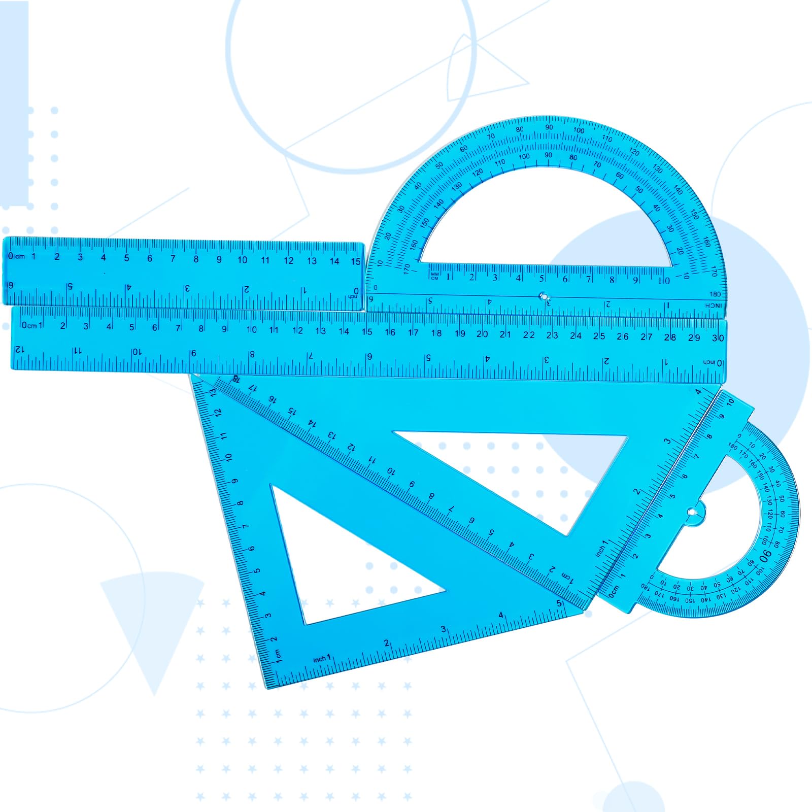 Mua Tenare 1 Set Plastic Ruler Math Set Includes Protractor, Triangle Rulers, 12 Inch 6 Inch ...