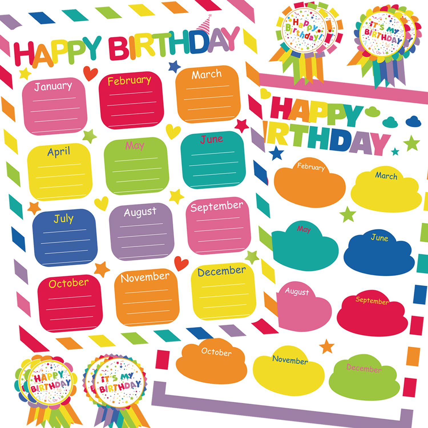 Mua Happy Birthday Chart Poster for Classroom,62Pcs Classroom Birthday ...