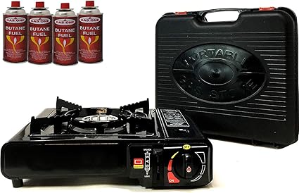 Amazon.com : Portable Butane Gas Stove & 4 Pack Butane Canister ...
