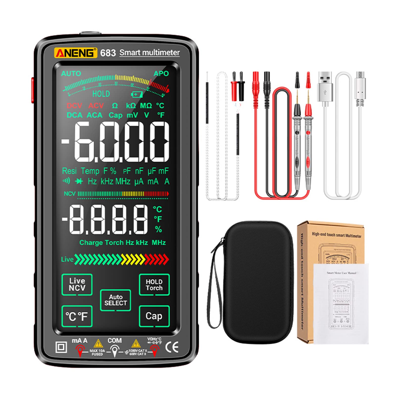 Mua HEIYE Digital Multimeter, 683 6000 Count Large Touch Screen Digital ...
