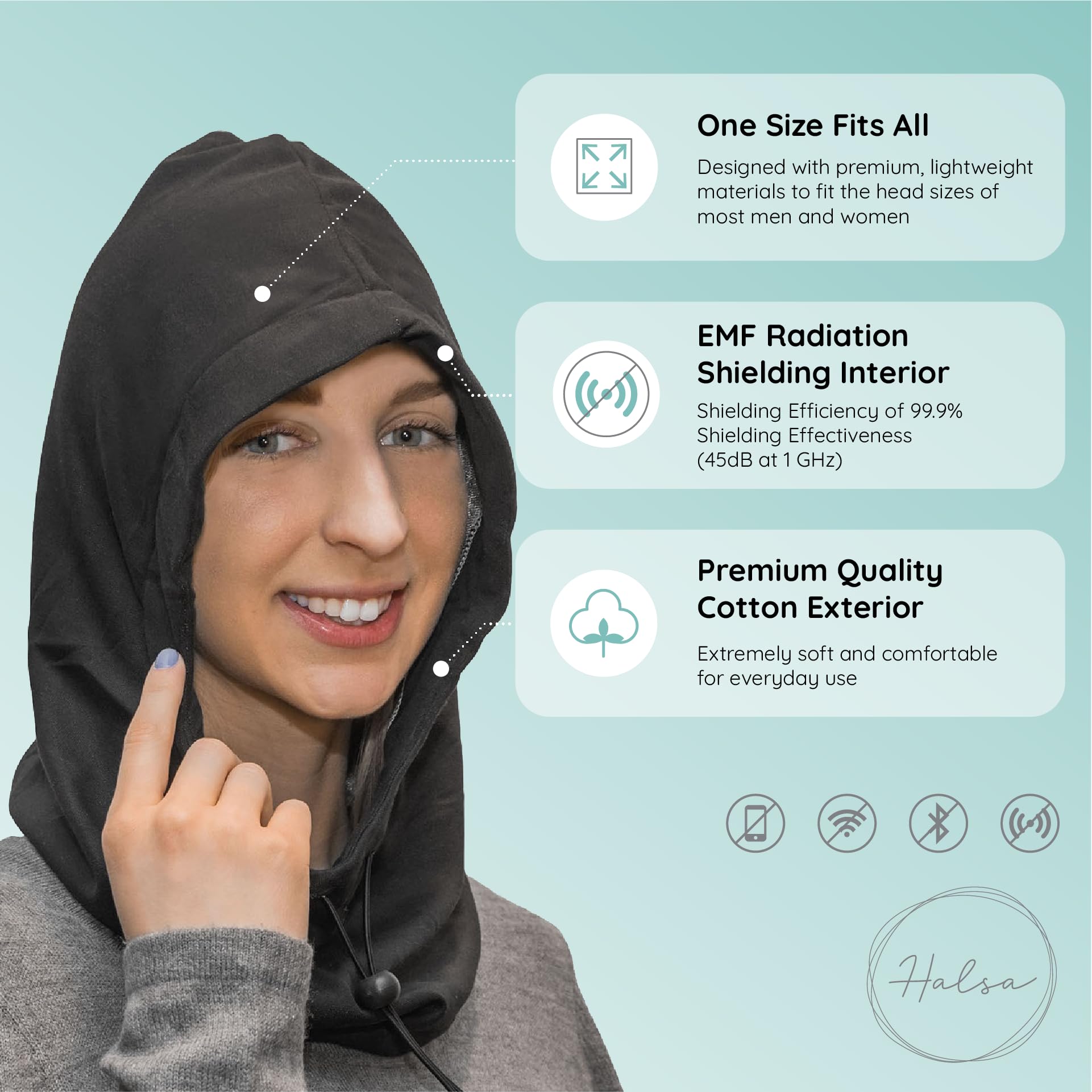 Mua Halsa EMF Hat, Faraday Hood - EMF Blocking Anti-Radiation Silver ...