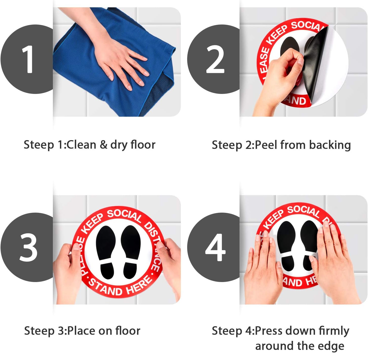 30 Pieces 8 Inch Social Distance Floor Decals 6 Feet Apart Sticker ...