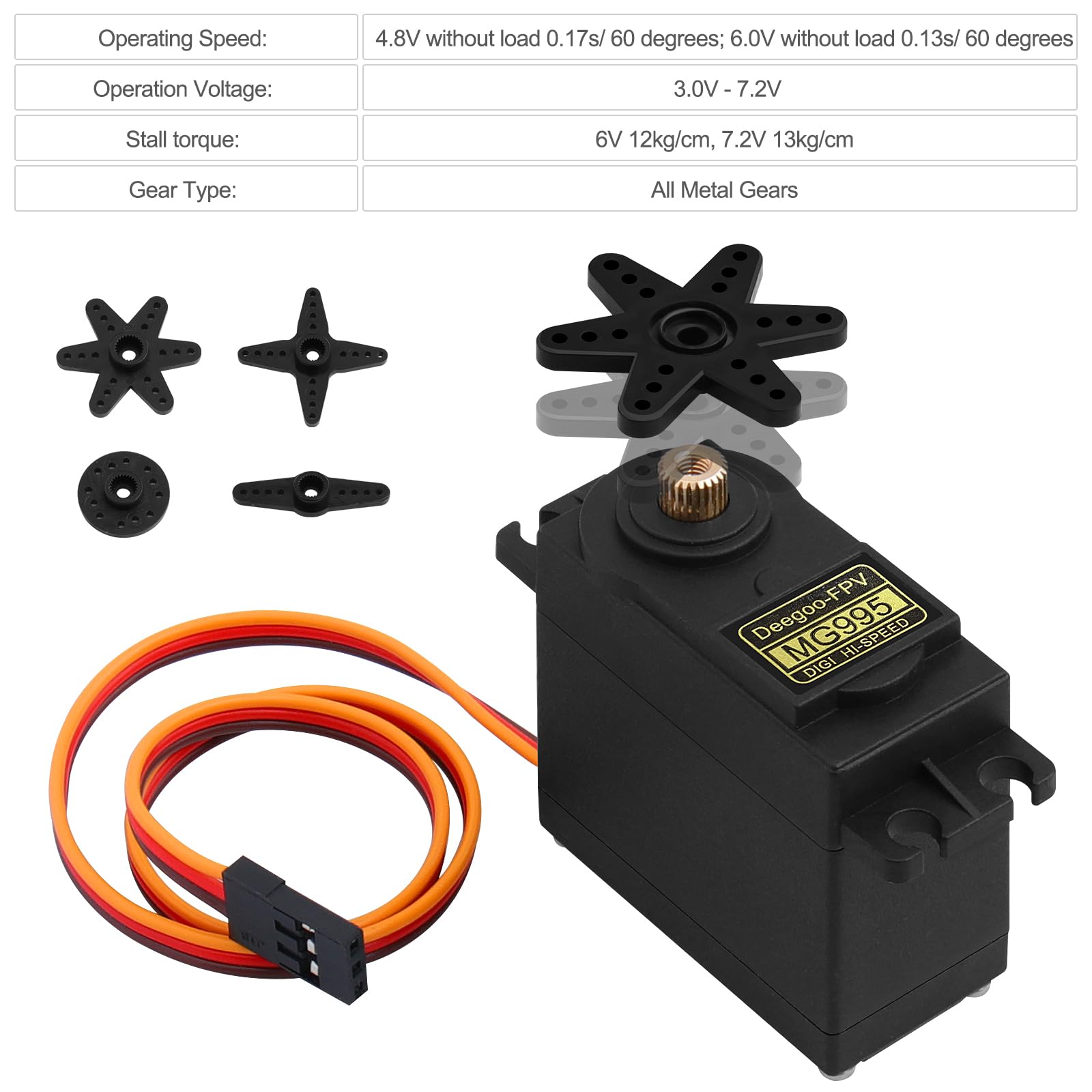 4-Pack Servo Motor MG995 Control Angle180 Metal Gear Servo 20KG Digital ...