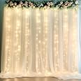 Amazon.com: 10ft x 10ft Ivory Chiffon Backdrop Curtain with Lights ...