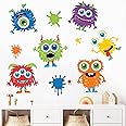 Amazon.com: Mfault Cute Monster Wall Decals Stickers, Colorful Big Eye ...