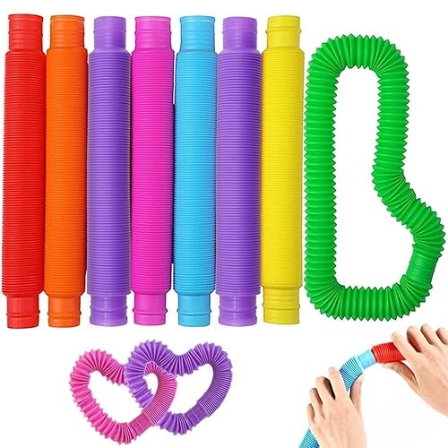 Vanblue Large 8 Pcs Pop Tubes Sensory Fidget Tubes Summer Toddler Toys ...
