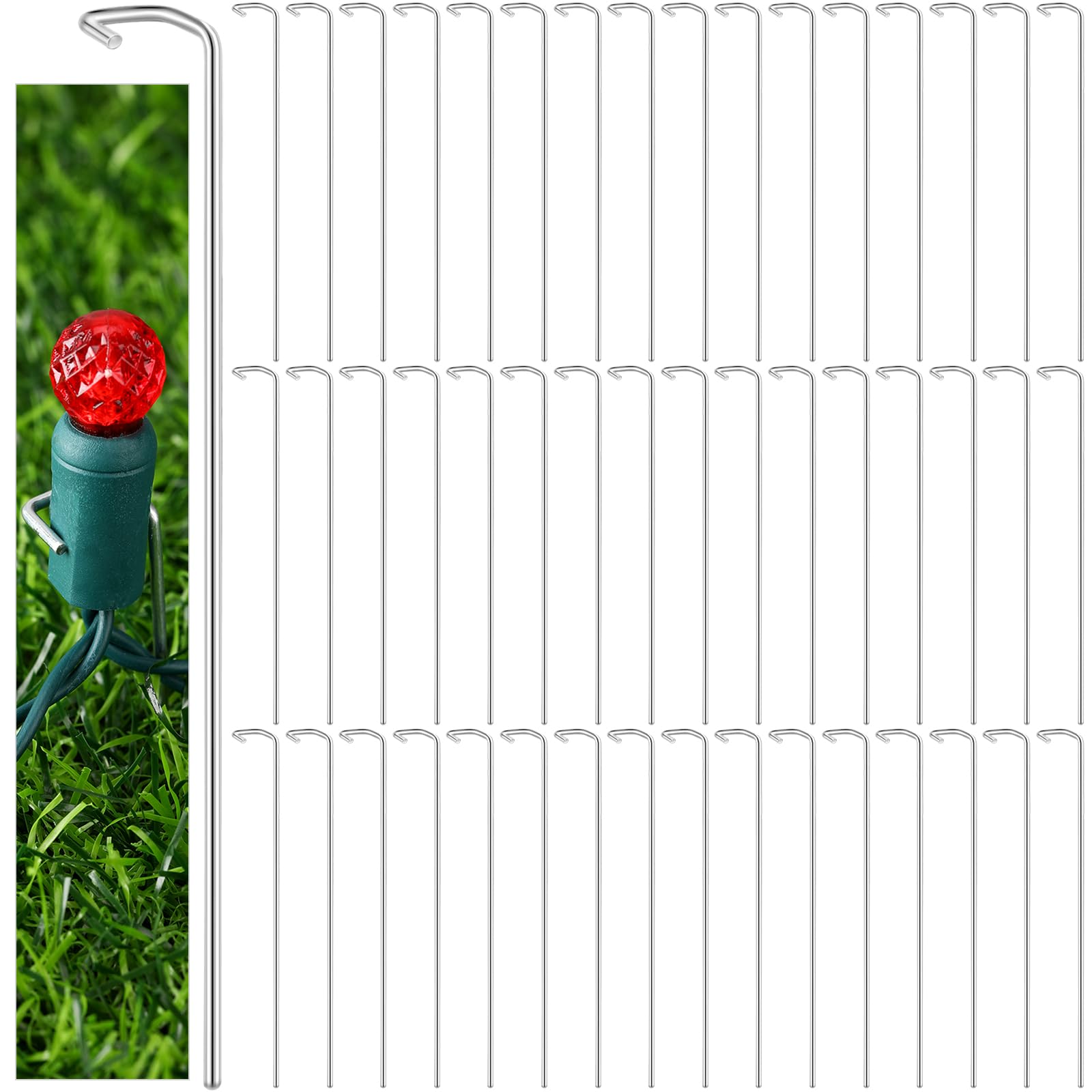 Hicarer 50 Pack Christmas Light Stakes 4 Inch Metal Lawn Stakes for ...