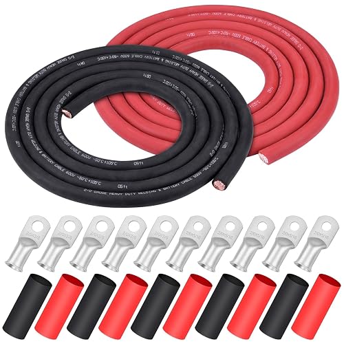 iGreely 2/0 Gauge 2/0 AWG Wire 10 Feet Black + 10 Feet Red Welding ...