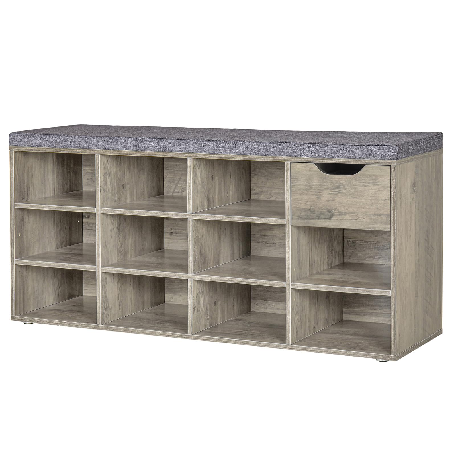 DINZI LVJ Shoe Bench, Entryway Storage Bench with Drawer and 11 Cubbies ...