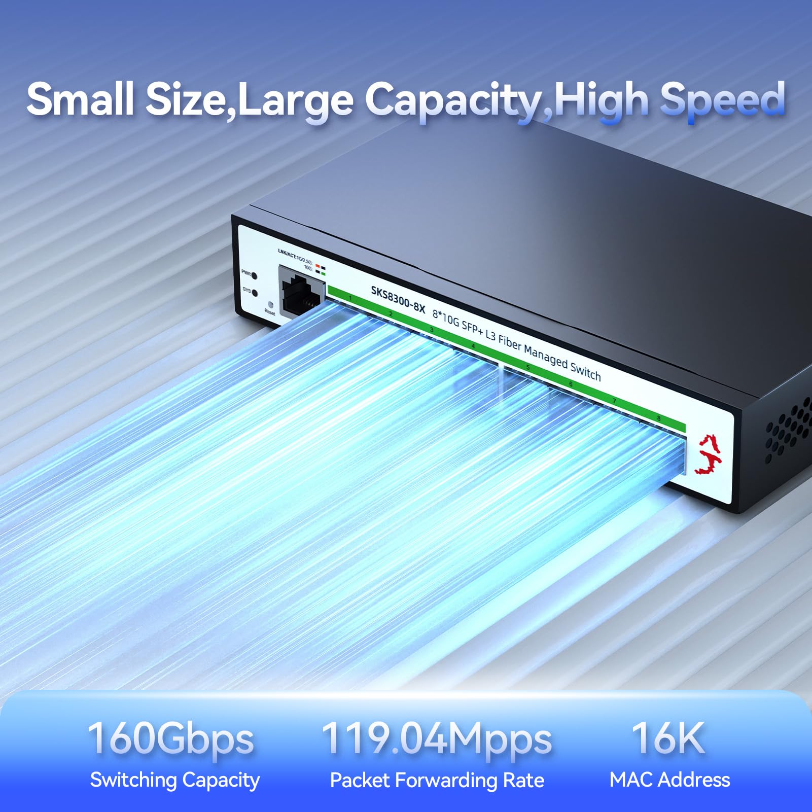 Mua XikeStor 8 Port 10G SFP+ L3 Fiber Managed Switch, Multi Gigabit Ethernet Switch Support DHCP ...