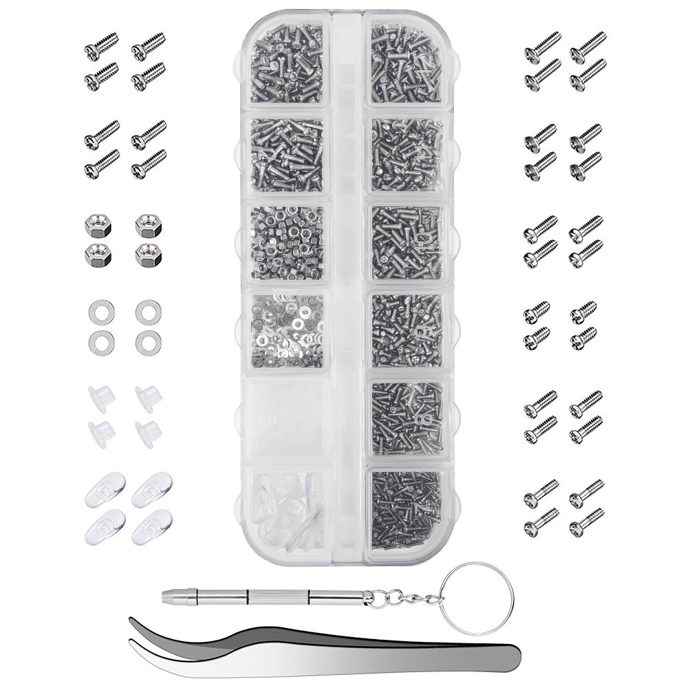 Sunglasses Eyeglasses Repair Kit, 1100PCS Tiny Stainless Steel Screws ...