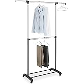 Amazon.com: Whitmor Adjustable Garment Rack Rolling Clothes Organizer ...