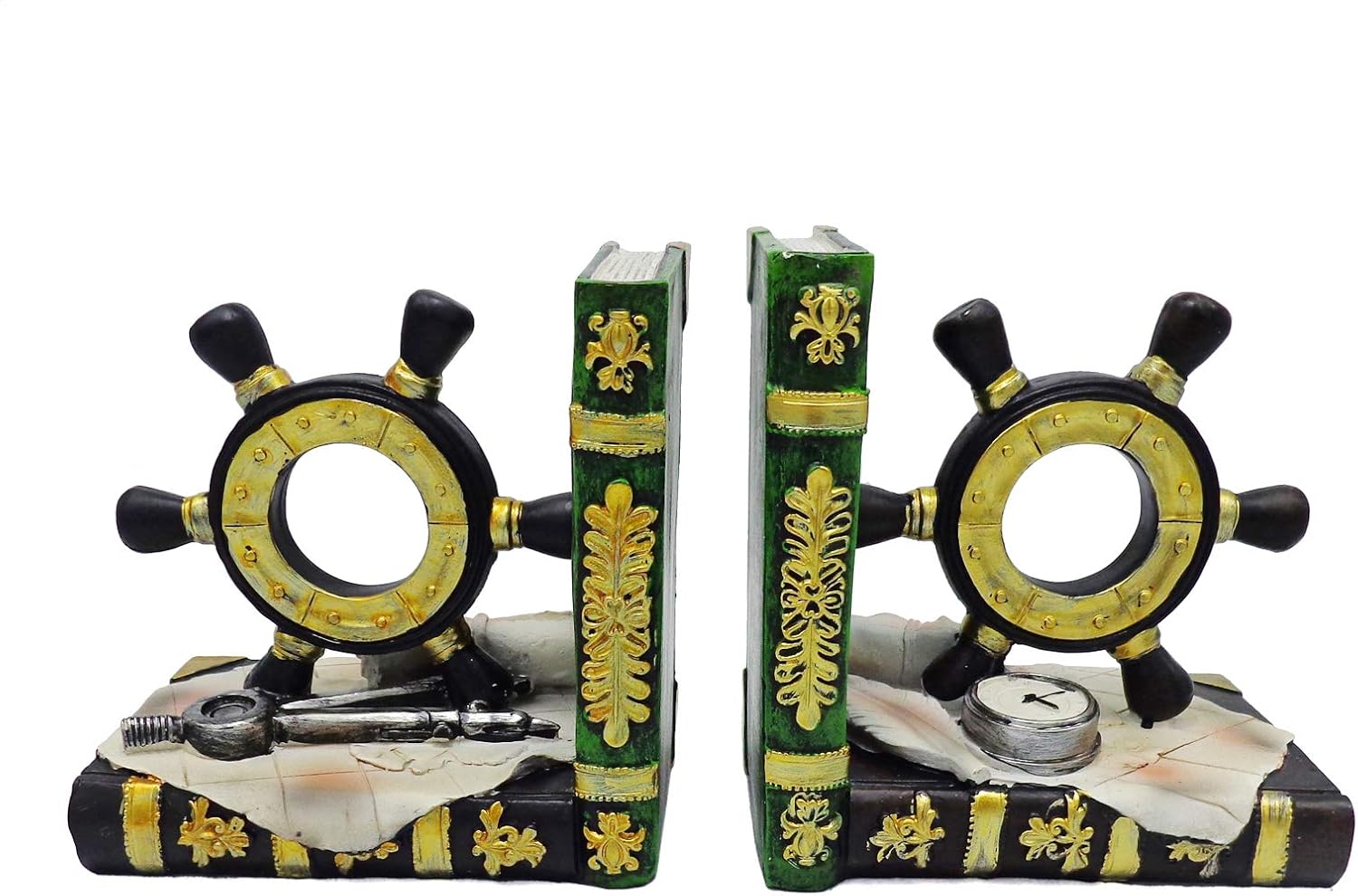 E-isata Bookends Ship Rudder Shelf Tidy Book Ends – Heavy Duty Vintage ...