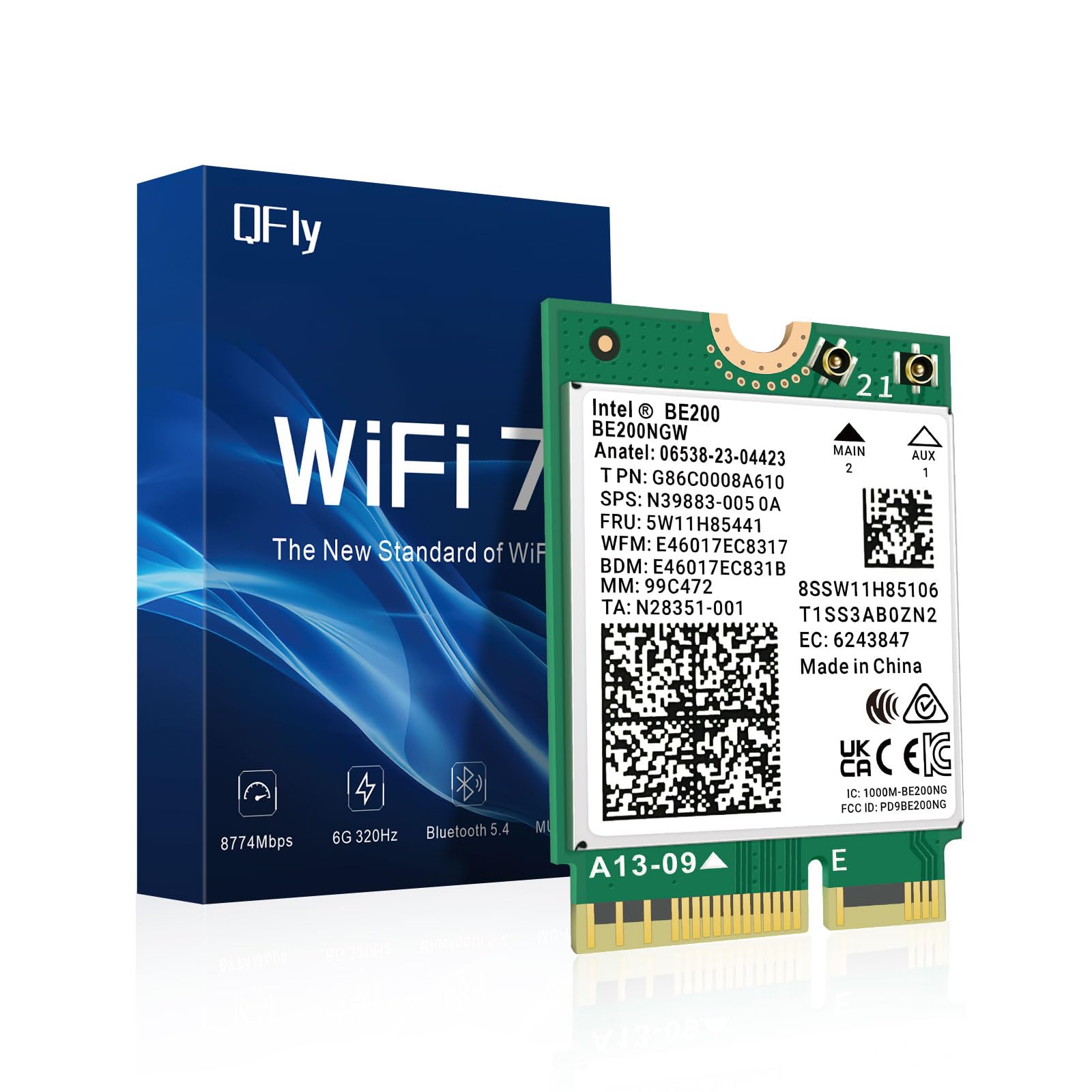 Mua QFly WiFi 7 Wireless Card Intel BE200, with Bluetooth 5.4, 5800Mbps M.2/NGFF Network Card ...
