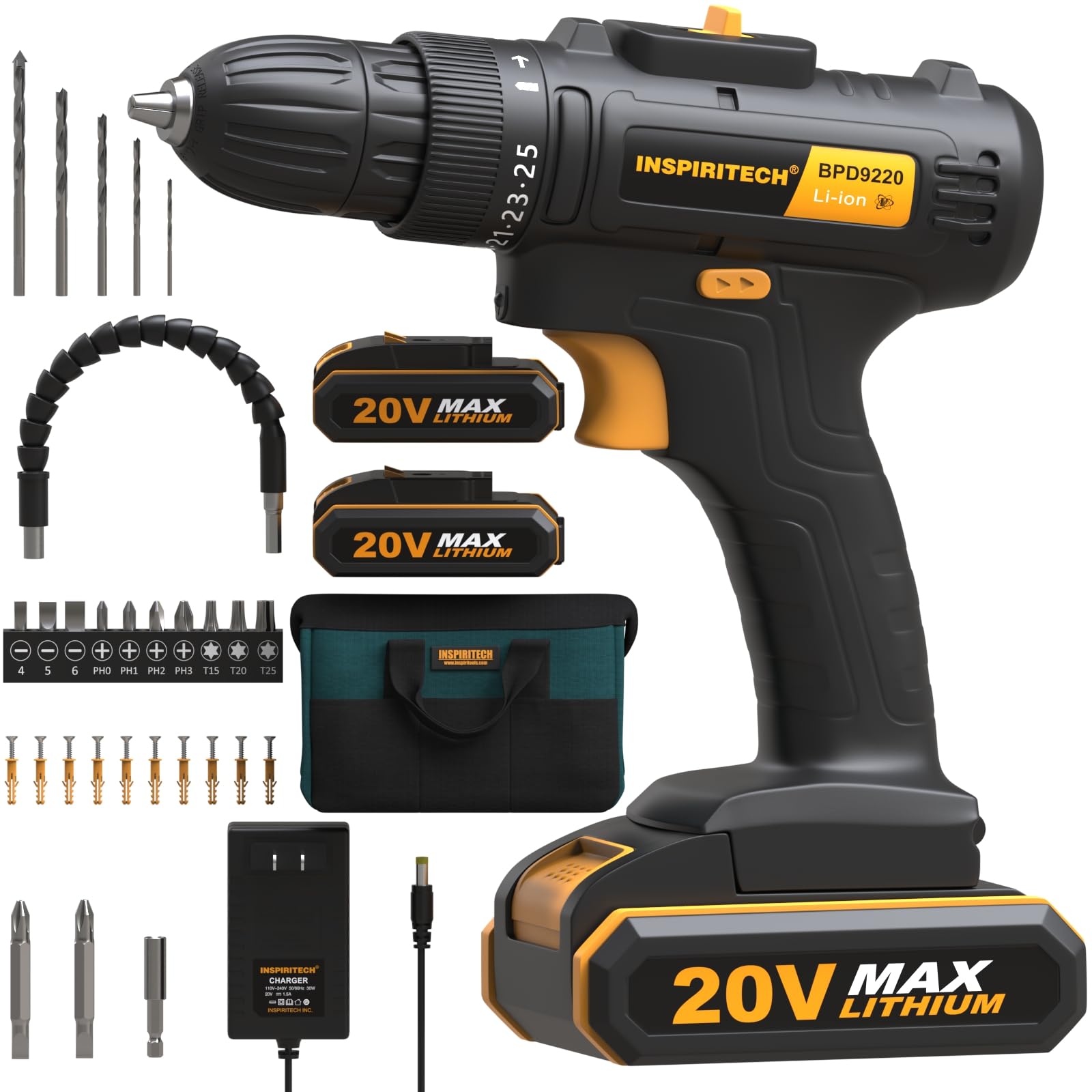 Mua 20V Cordless Drill, Power Drill Set with 2 Batteries and Charger,3/ ...