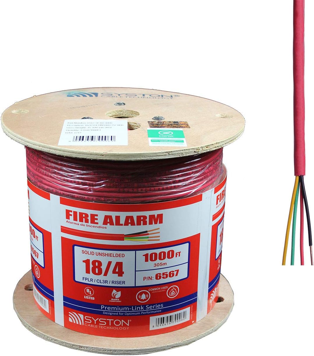 18/4 Solid Unshielded, Fire Alarm Cable, UL FPLR/CL3R/FT4, 18AWG 4 Pure ...
