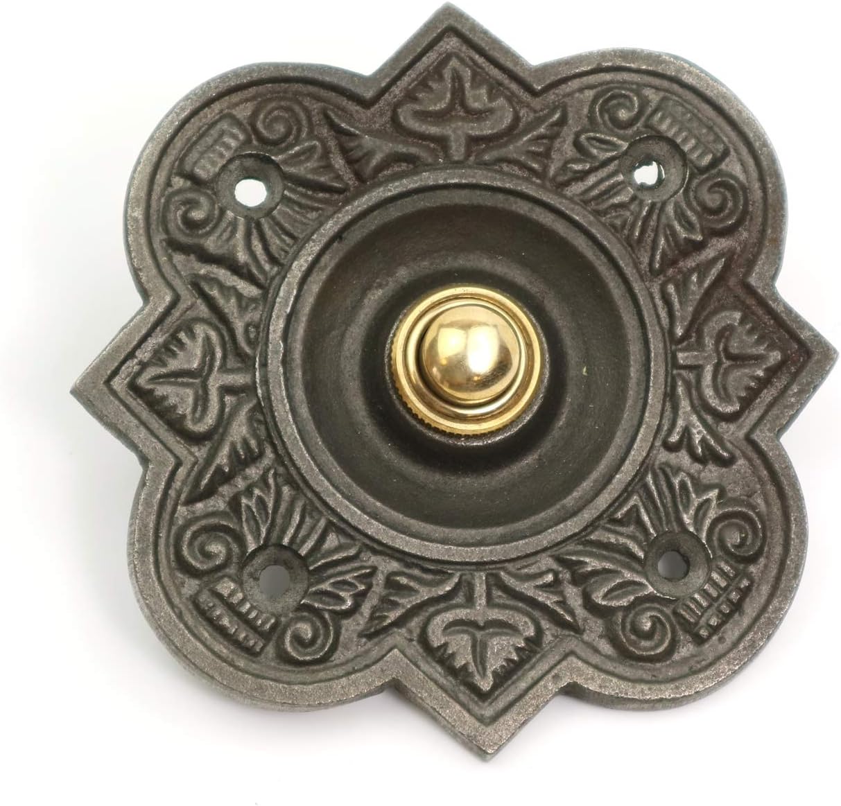 Cast Iron Door Bell Push Button Quatrefoil Antique Cast Iron (100mm x ...