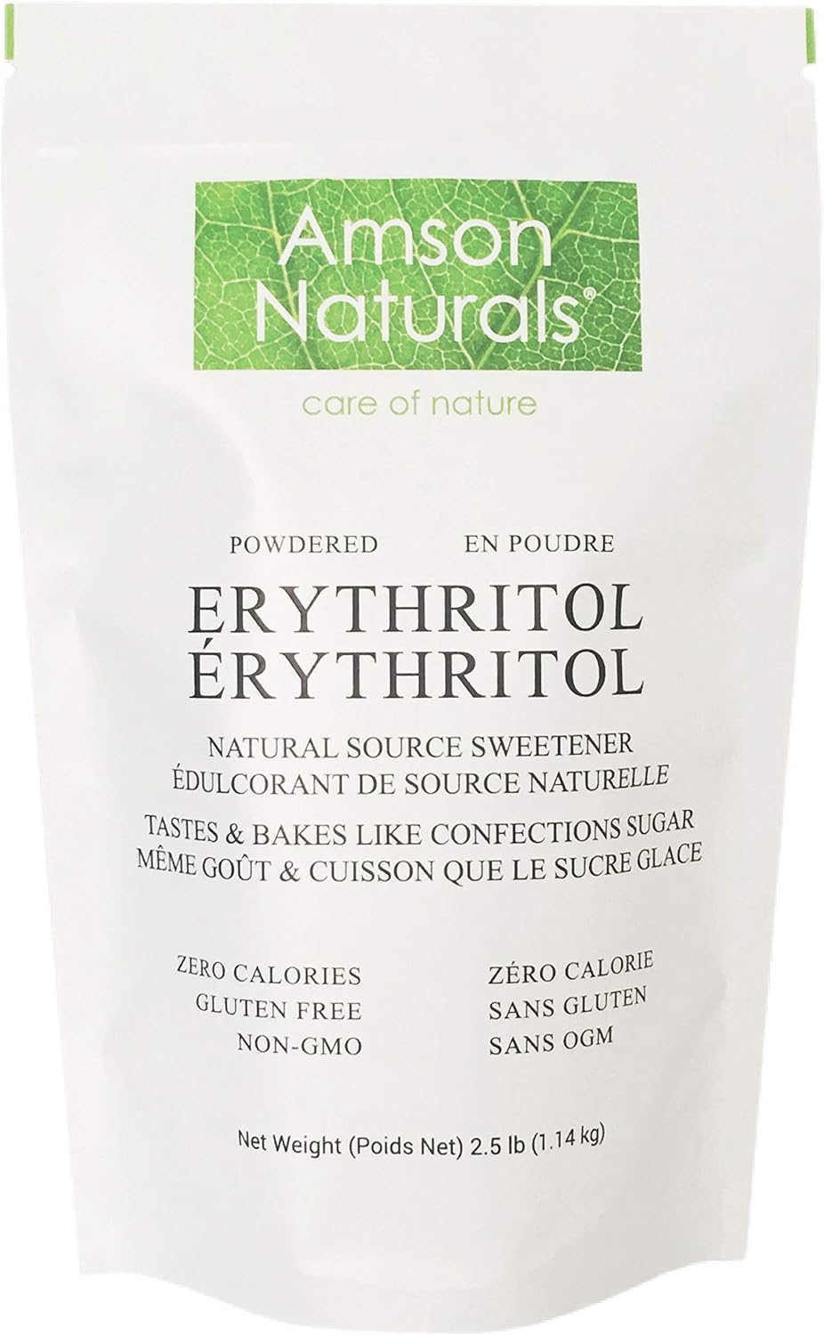 Erythritol Powdered Sweetener 2.5 lb / 1.14 Kg - Confectioners, Natural ...