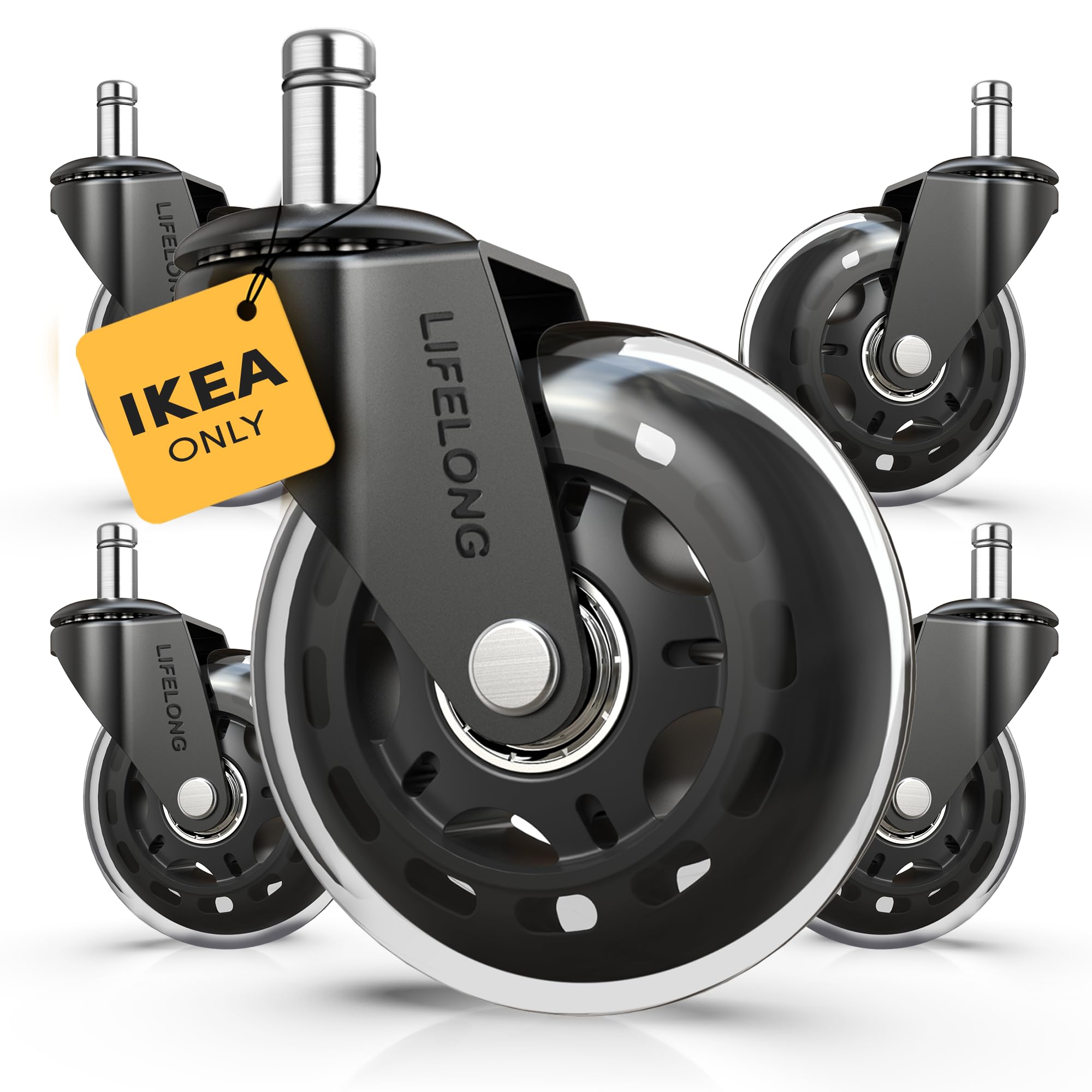 Lifelong Office Chair Wheels Replacement with lKEA ONLY, 10x22mm Stem ...