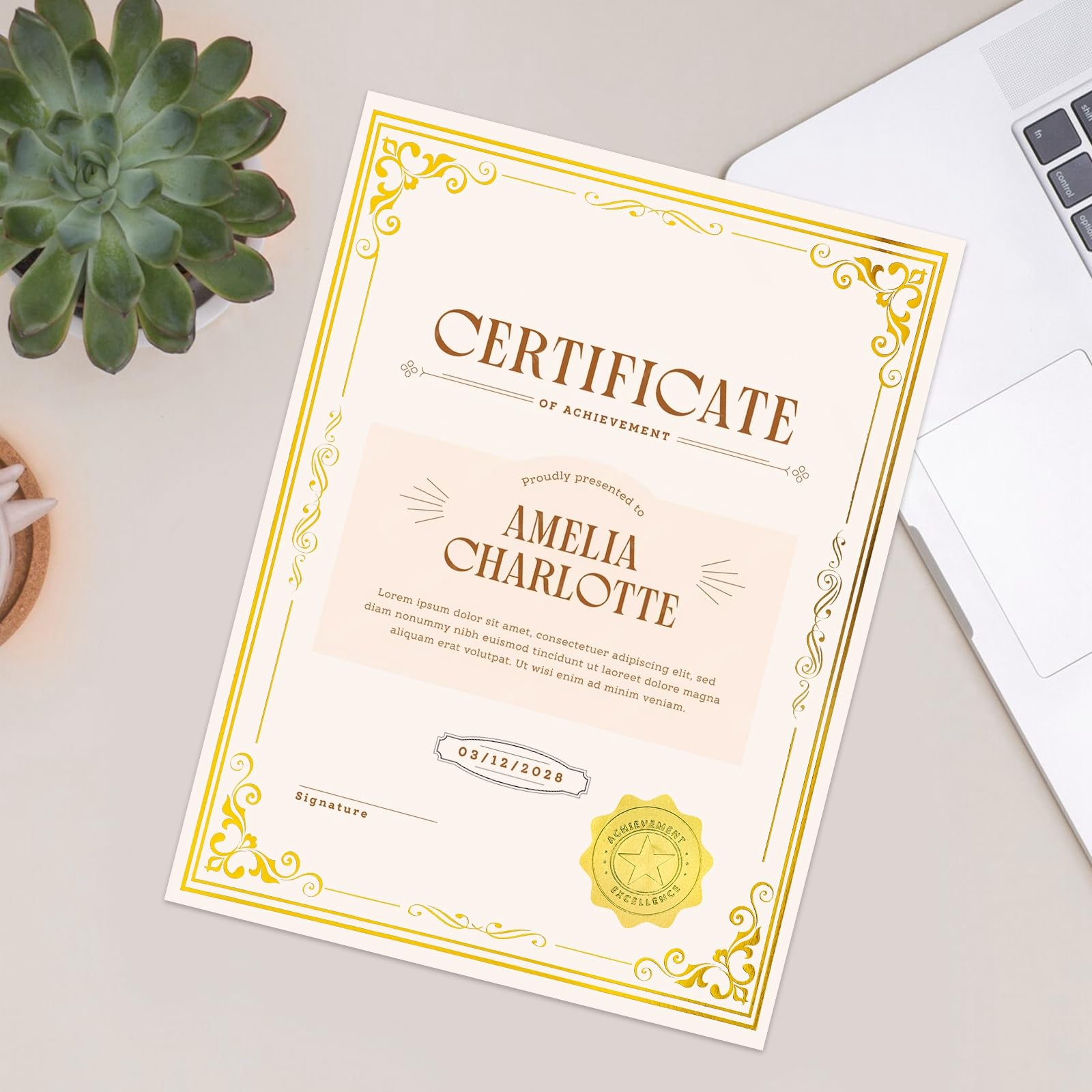 Mua 100 Sheets Certificate Paper with 100 Pcs Gold Seal Stickers, 8.5 × ...