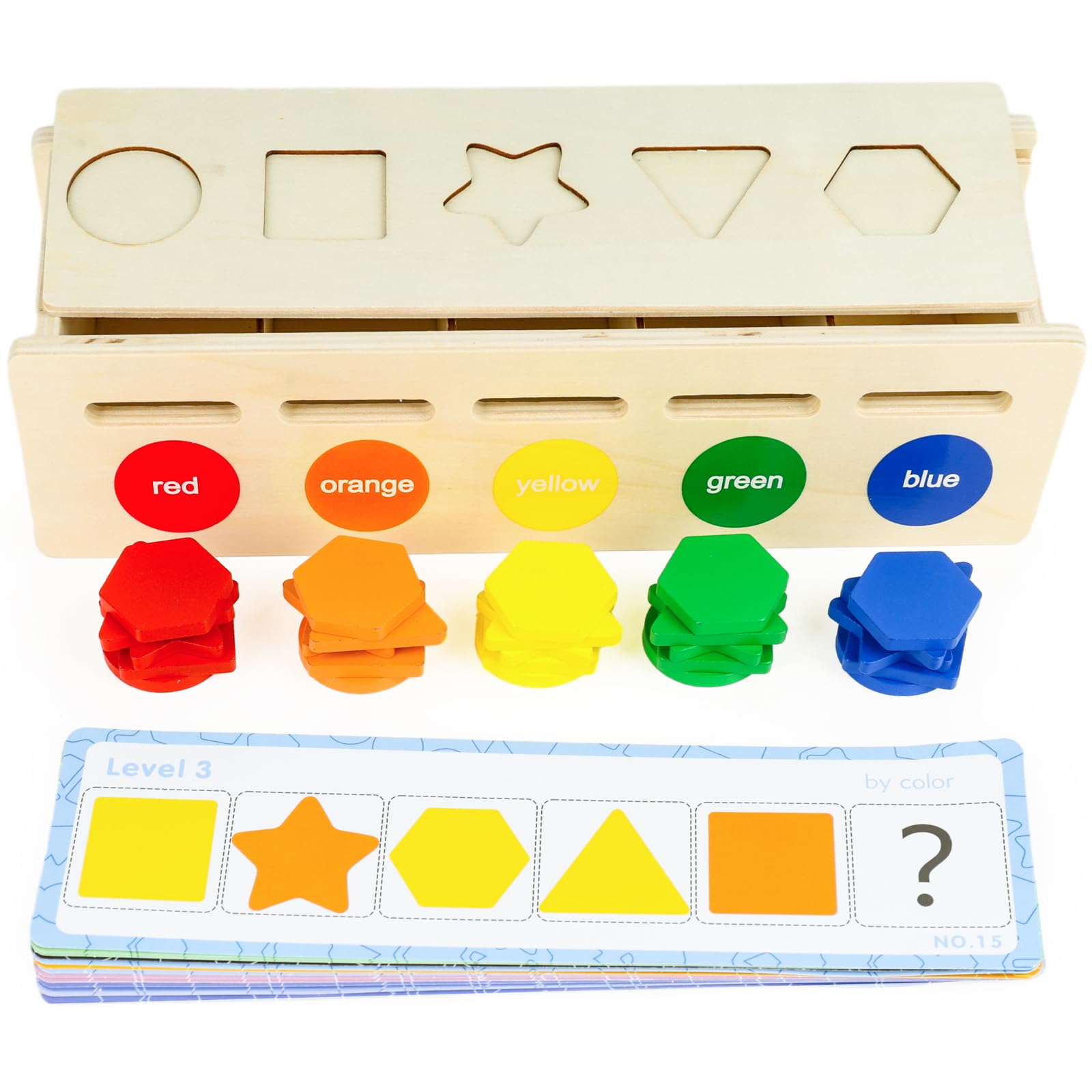 Shindel Wooden Color and Shape Sorting Matching Box for Toddlers ...