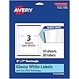 Amazon.com : Avery Glossy White Rectangle Labels, Sure Feed Technology ...