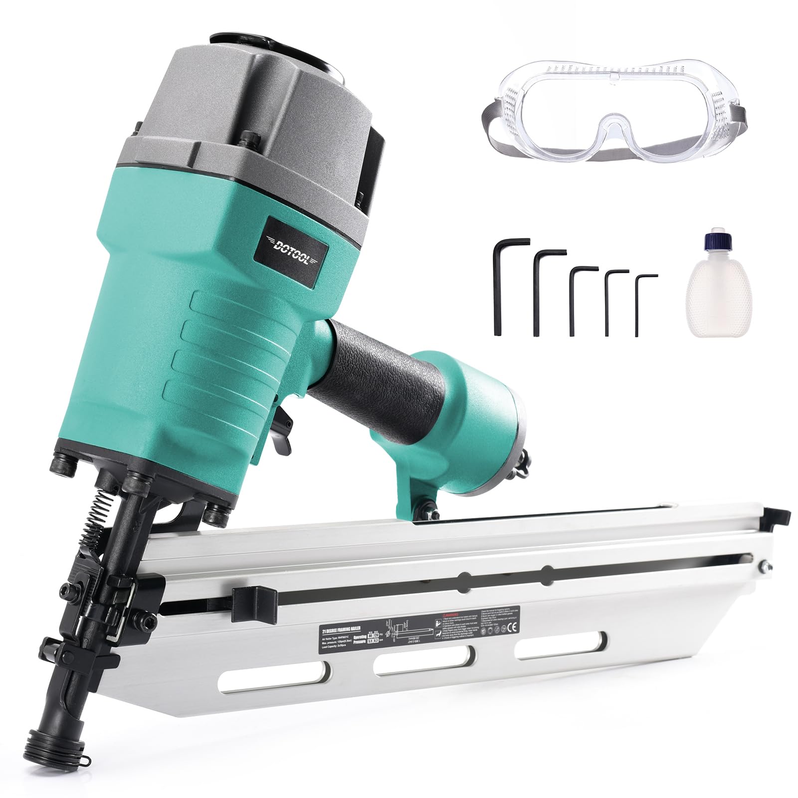 DOTOOL Framing Nail Gun 21 Degree 2-Inch to 3-1/2-Inch with Tool-Less ...