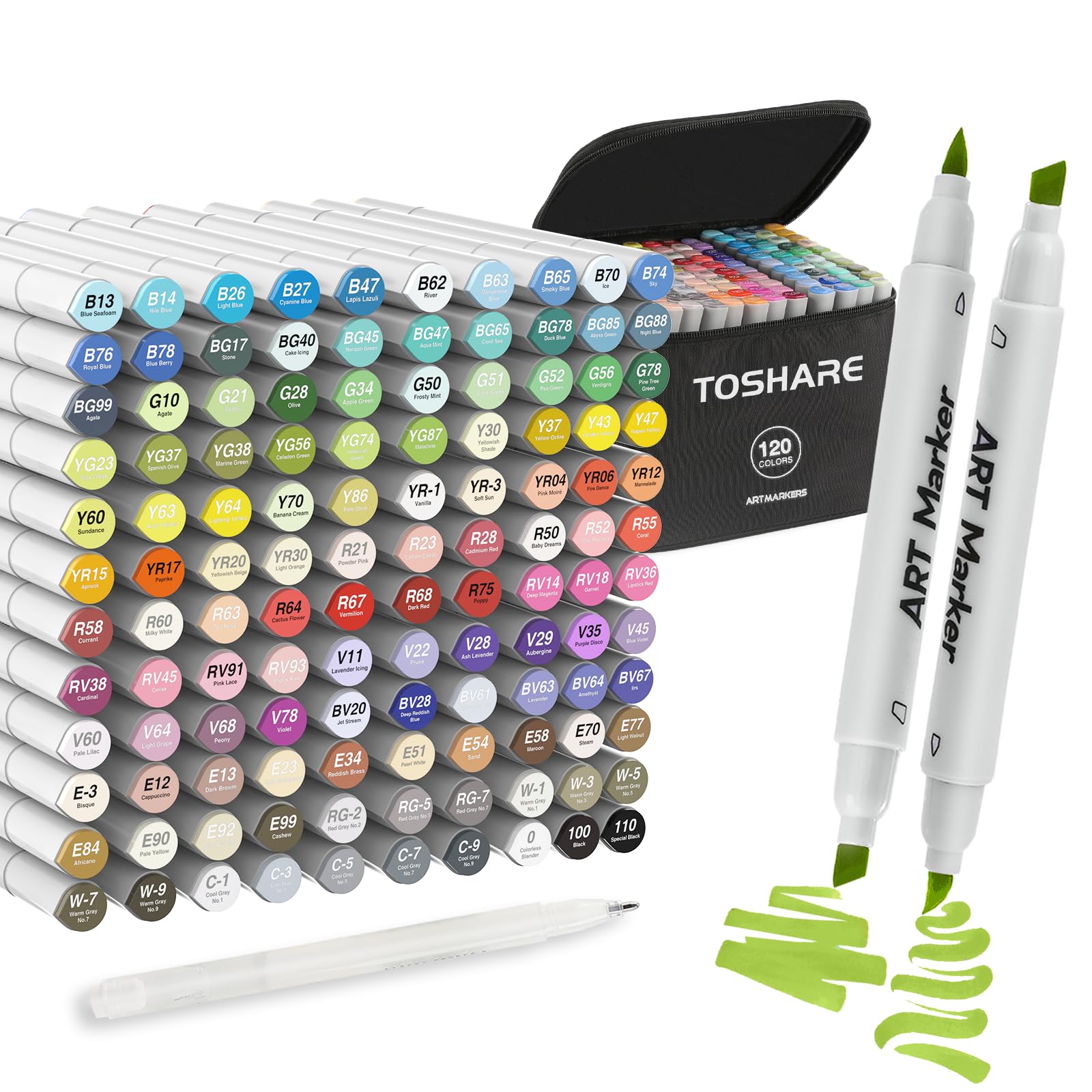 120 Colors Double Tip Art Markers,Alcohol Markers Set,Dual Tips Blender ...