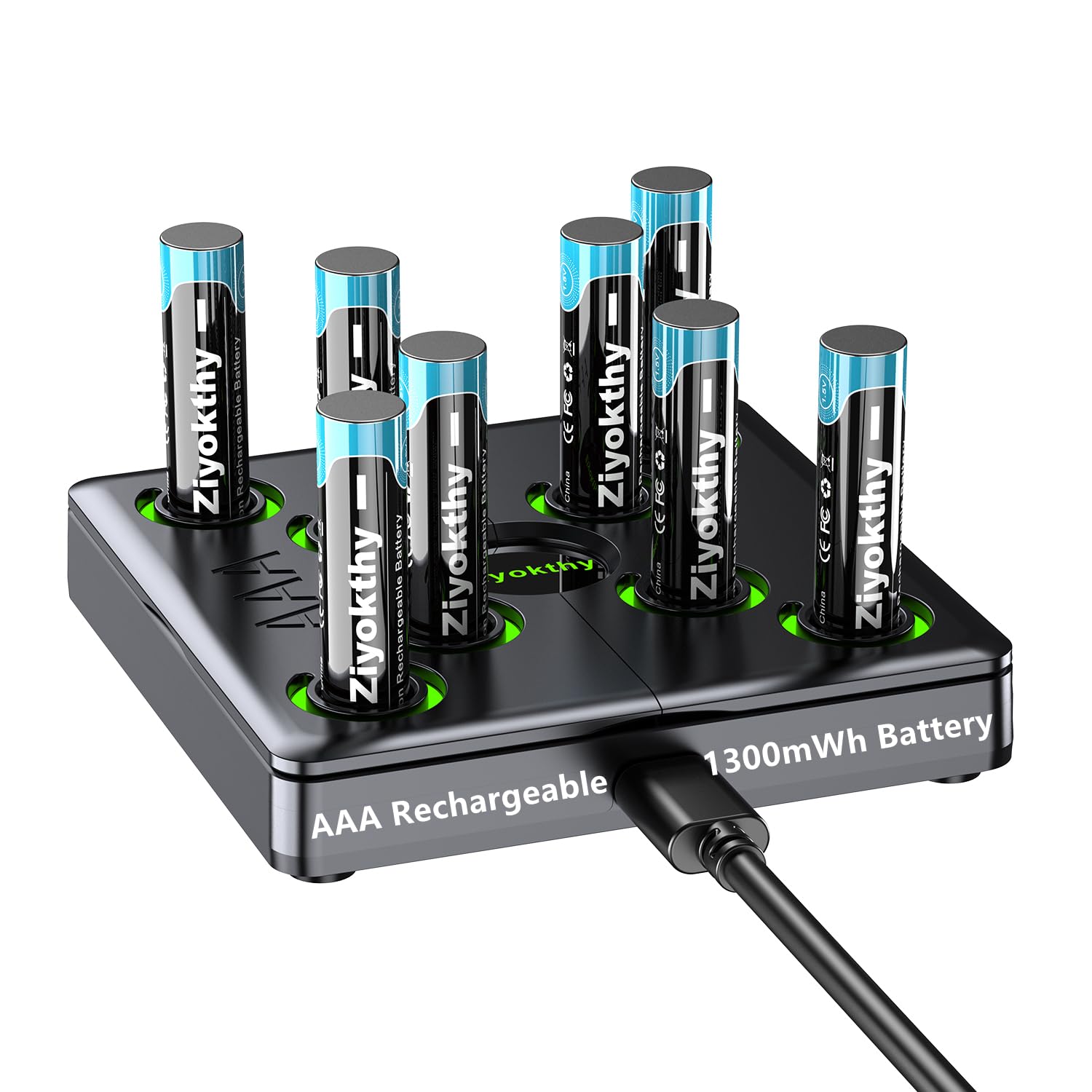 Ziyokthy USB Rechargeable AAA Batteries with Charger, 8 Packs 1.5V ...