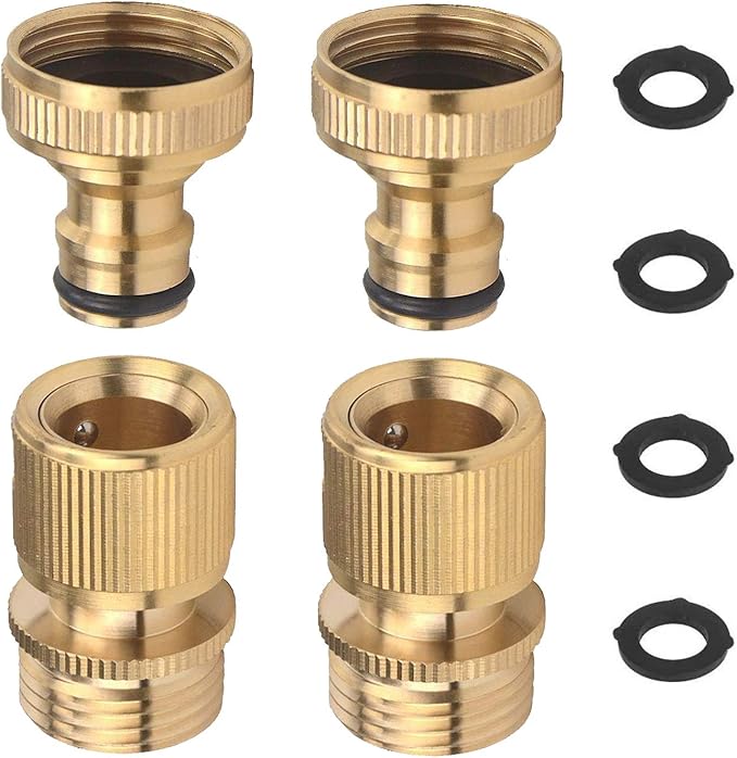 Amazon.com : BEAULIFE Easy Connect Garden Hose Quick Connect Fittings 3/4 Inch GHT Solid Brass ...
