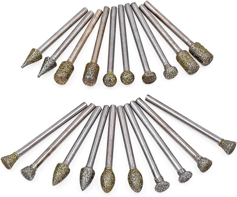 Diamond Grinding Burr Drill Bits Sets Mounted Point Kit 20 Pieces With ...
