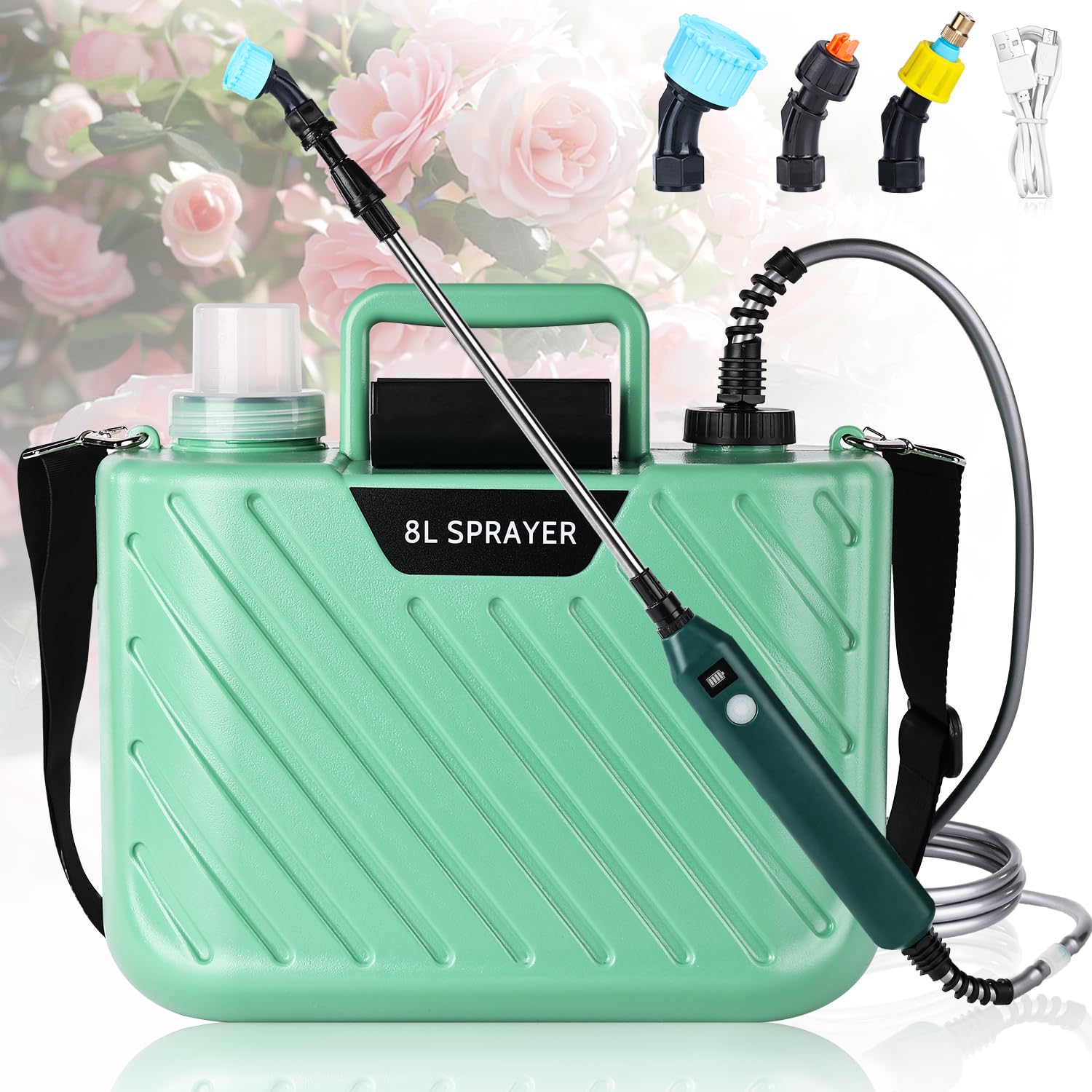 Battery Powered Sprayer, New 2 Gallon Electric Garden Sprayer with 3 ...
