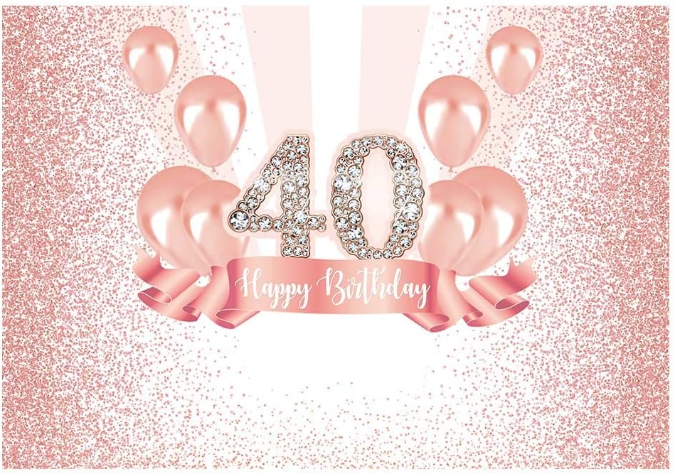 Allenjoy Rose Gold Pink 40th Happy Birthday Party Decorations Women ...
