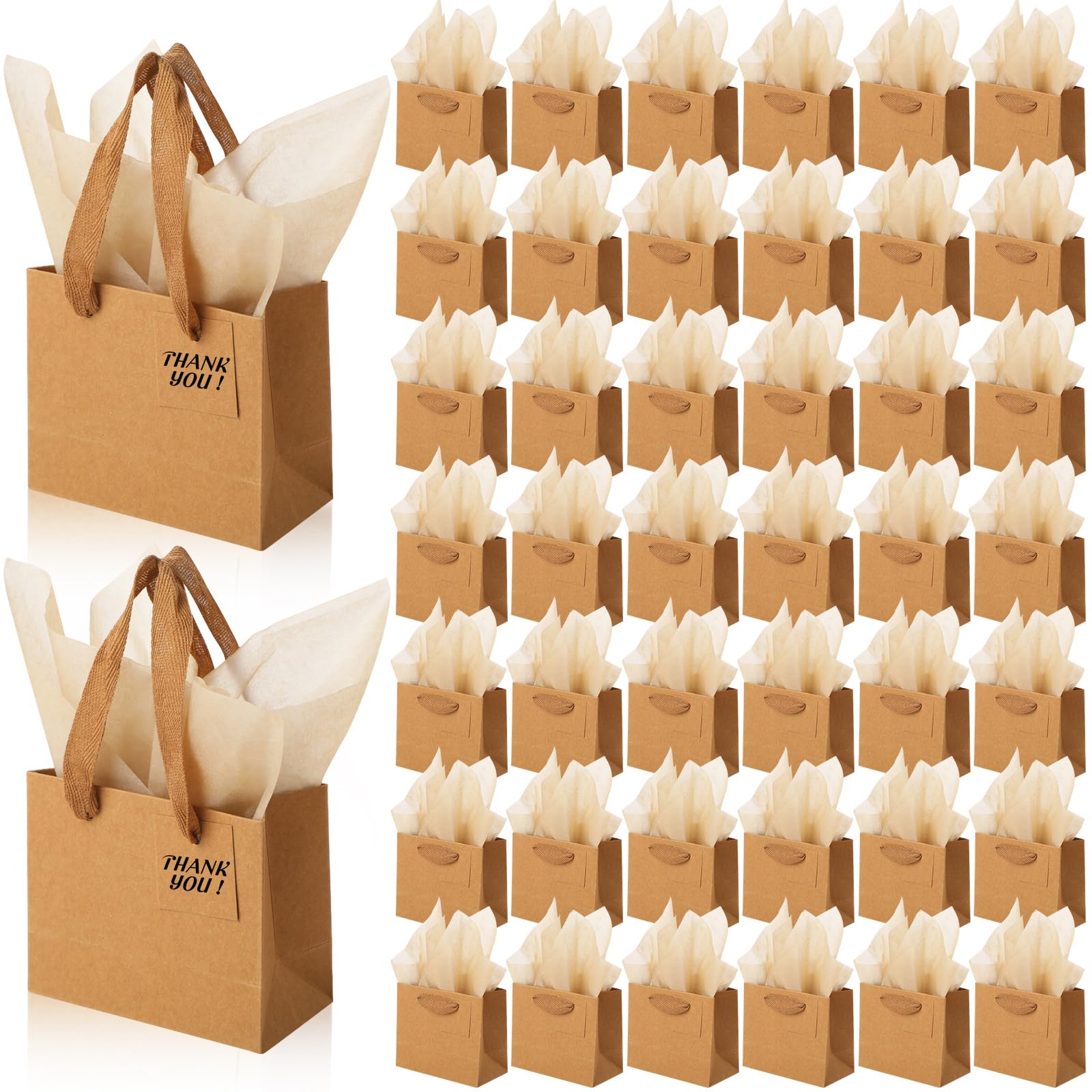 Zhanmai 100 Pcs 4.7 x 2.4 x 3.9 Inch Mini Gift Bags Bulk with Tissue ...