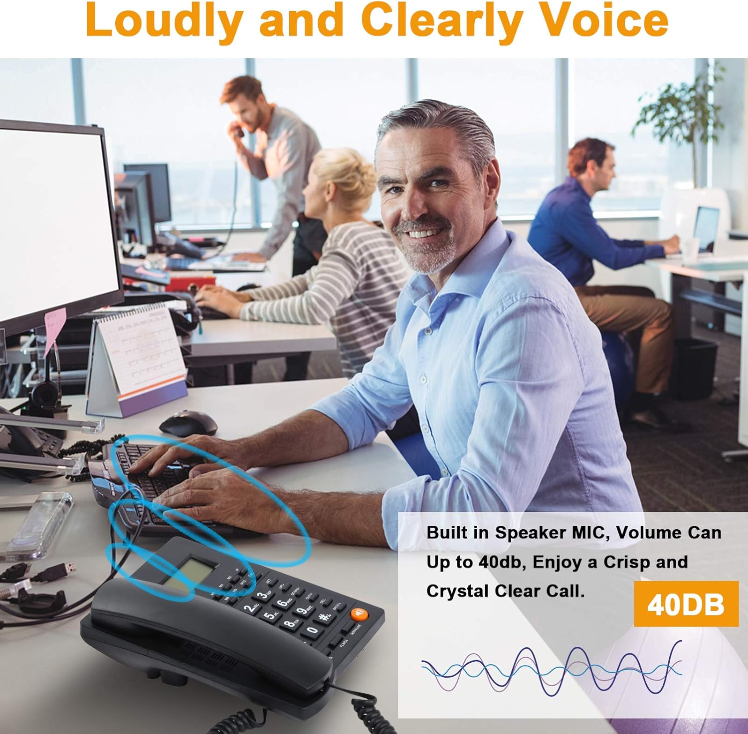 Riiai Big Button Telephone Corded Landline Phone for Elderly Crystal Dialpad Landline Trade Call ...