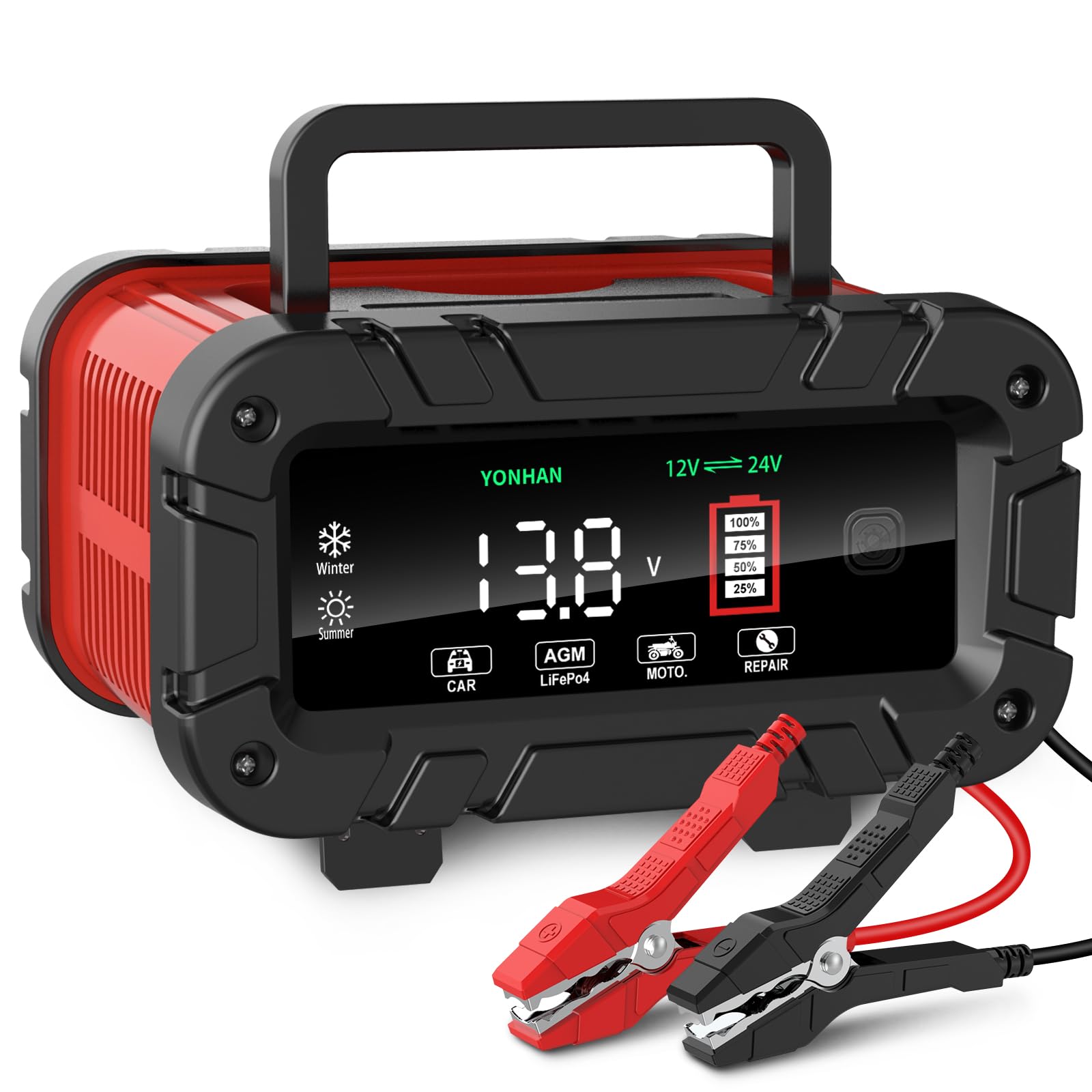 Mua YONHAN Battery Charger 0-10 Amp, Upgraded 12V/24V LiFePO4 Lead Acid ...