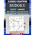 SUDOKU Easy - Hard - 200 PUZZLES WITH SOLUTION: VOLUME 1: CRAFTERS ...