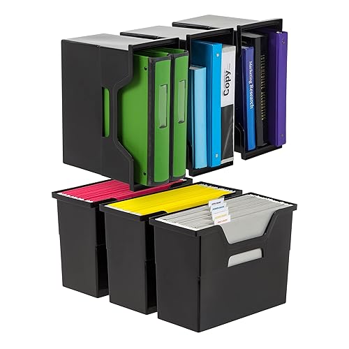 IRIS USA Medium Portable Desktop File Box with Open Lid, 6 Pack, Side ...