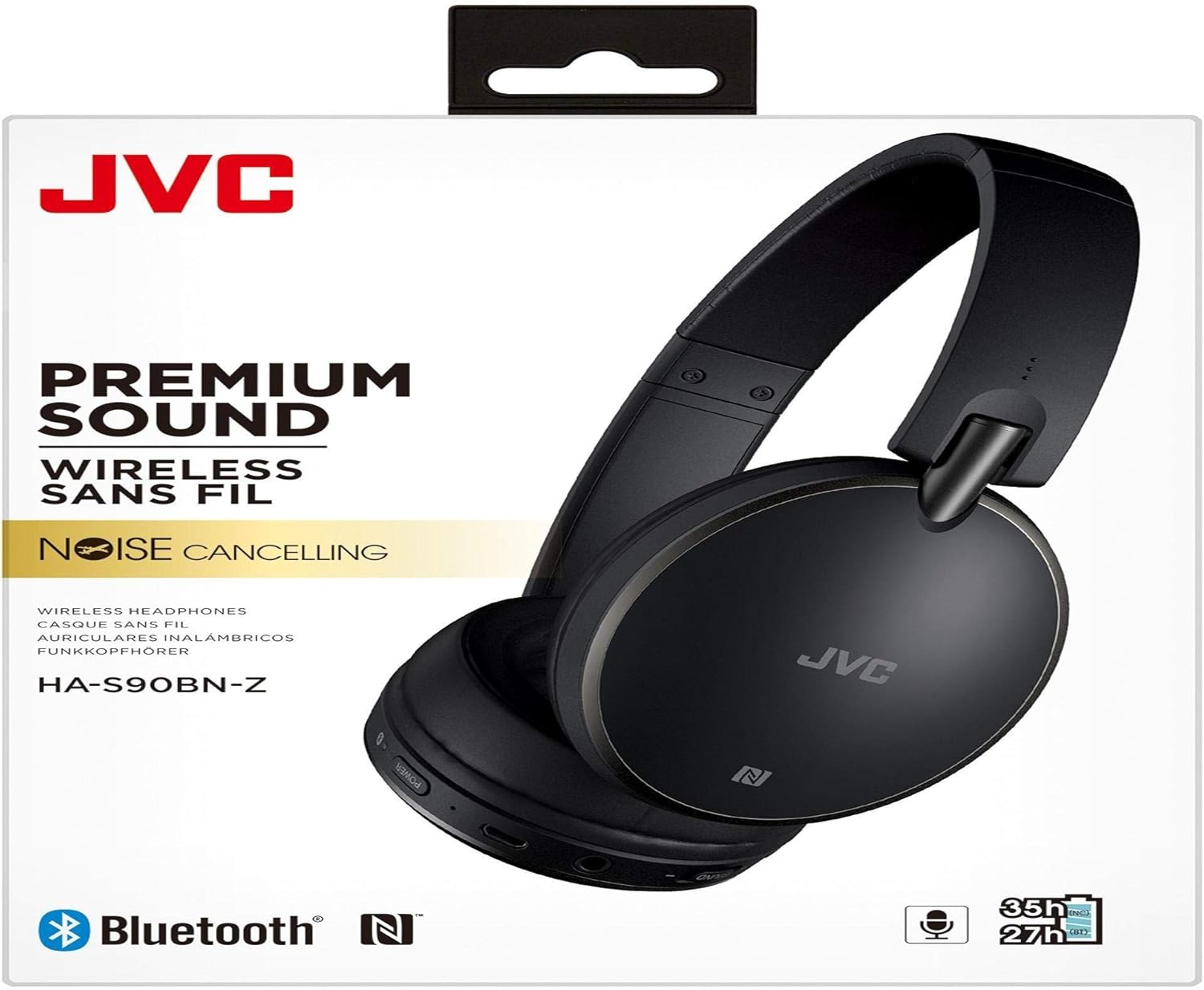 JVC Wireless Bluetooth Foldable Noise Canceling Over Ear HA-S90BN ...